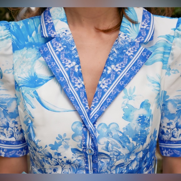 Dresses | Nwt Beautiful Blue Bird Print Mini Dress | Poshmark